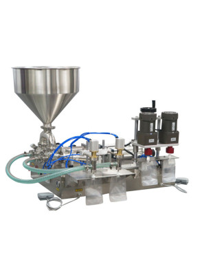 Packaging machine, squeeze pouch (5-100ml, 2 dispensing nozzles)