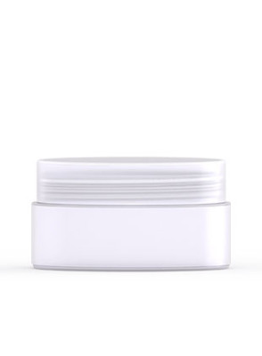 Cream container, opaque white, opaque white lid, 100g