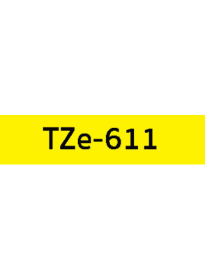 TZe-611 (6mm. x 8m. yellow background, black letters)