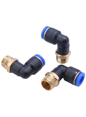 Bend air connector, 10mm pipe, male thread 1/4 (PL10-02)