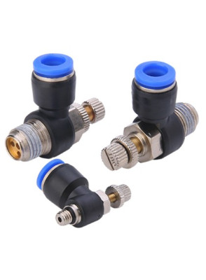 Air adjustment joint, 4mm pipe bend, male thread 1/4 (SL4-02)