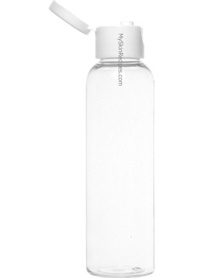 Clear plastic bottle, flip cap, white, 120ml