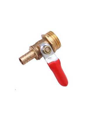 Brass ball valve, male thread 3/8, fishtail thread 8mm