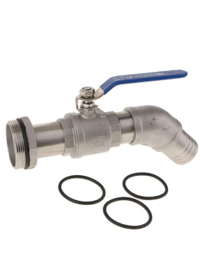 Chemical tank valve, stainless steel 304 (curved, size 46mm)