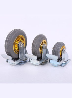 Rotating rubber wheels with 5-inch brakes