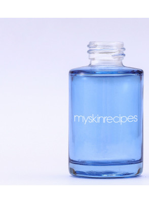 Blue dropper bottle, matte silver neck, 30ml