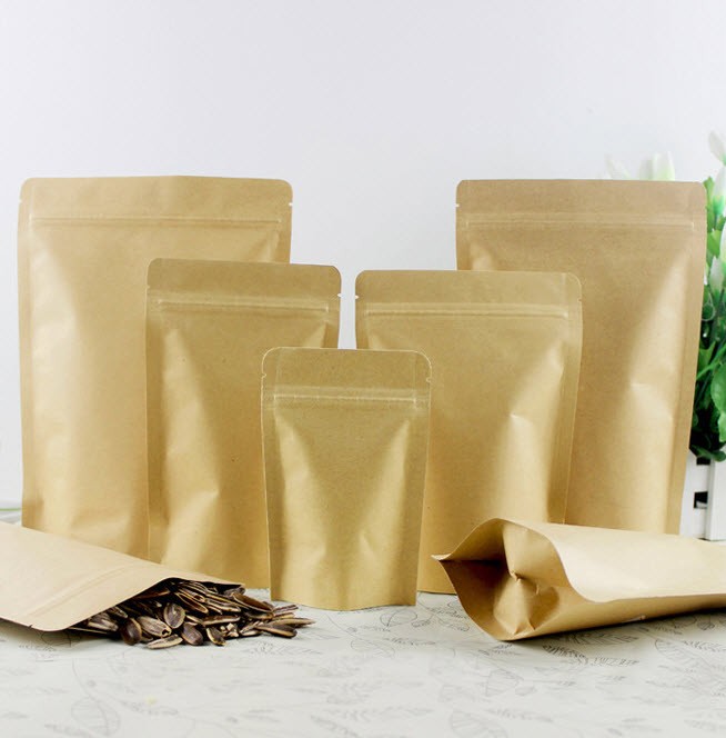 Paper bag with zipper, stand-up bottom, 17x24+4cm