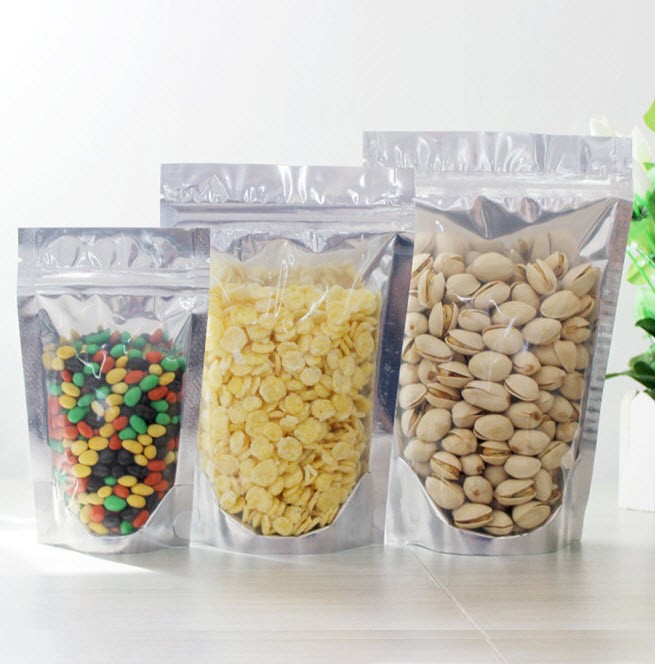 Clear plastic bag with zipper, stand-up bottom, 10x15+3cm