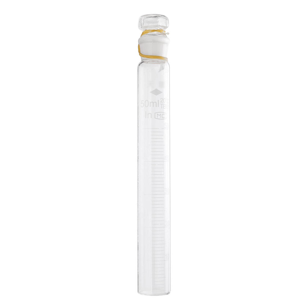 Clear glass tube (colorimeter calibration) with glass stopper